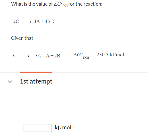 Solved What is the value of AG rxn for the reaction: 2C —— | Chegg.com