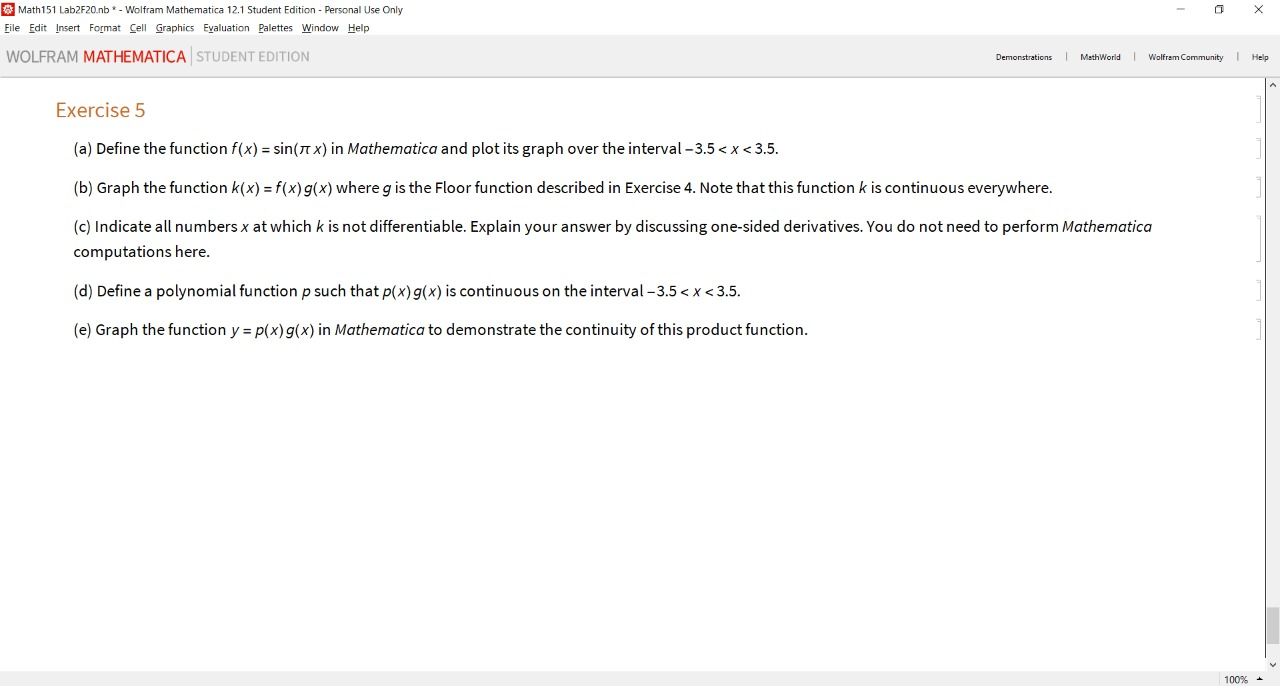 Using Mathematica Q1 : A- Construct a continuous | Chegg.com