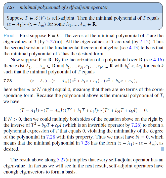 Solved 7.27 minimal polynomial of self-adjoint operator | Chegg.com