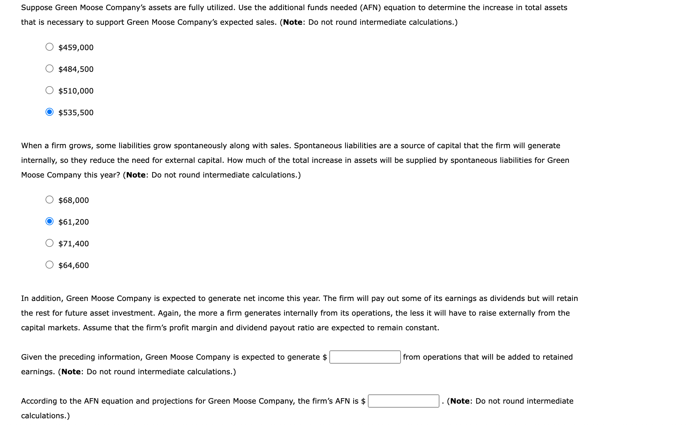 Solved 1. The Additional Funds Needed (AFN) equation Green | Chegg.com