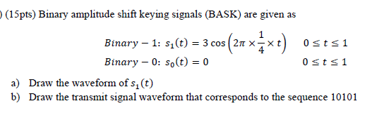 Solved (15pts) Binary amplitude shift keying signals (BASK) | Chegg.com