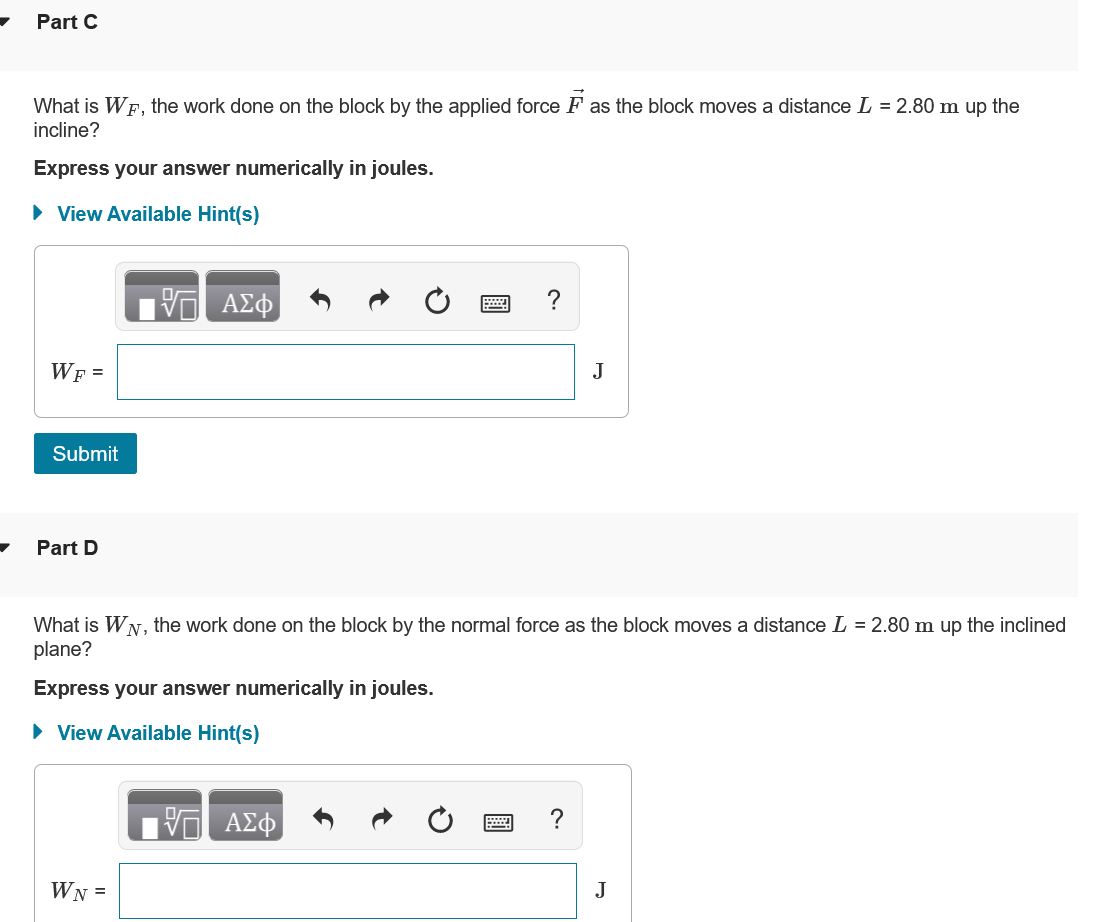 Solved Work on a Block Sliding Up a Frictionless Incline