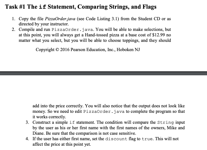 Solved Task #1 The if Statement, Comparing Strings, and | Chegg.com