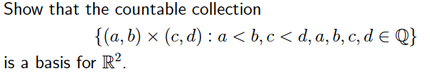 Solved Show that the countable collection {(a,b) (c,d): a | Chegg.com
