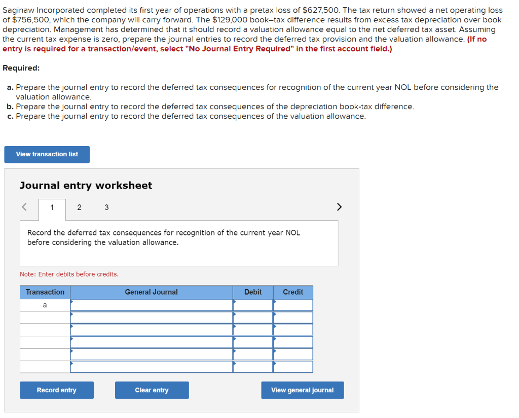 Solved Saginaw Incorporated completed its first year of | Chegg.com