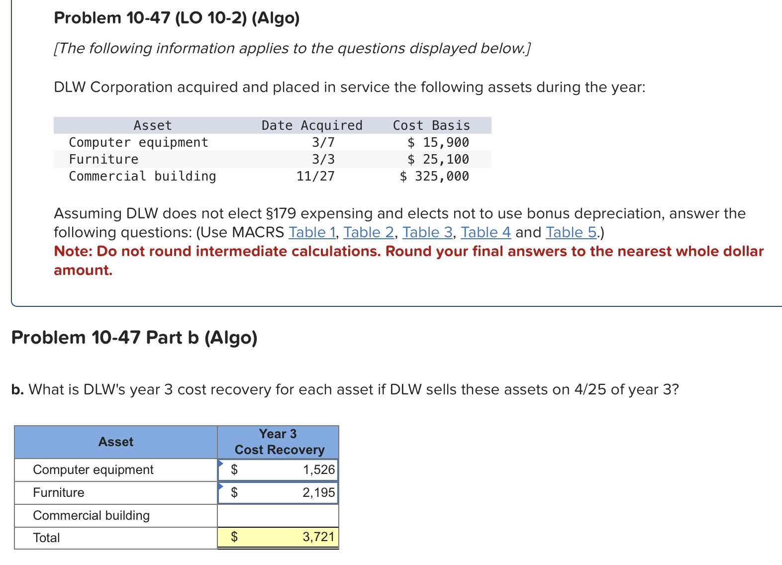 Solved Problem 10-47 (LO 10-2) (Algo)[The following | Chegg.com