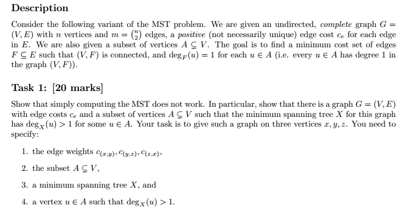 Solved Description Consider the following variant of the MST | Chegg.com Solved Description Consider the following variant of the MST | Chegg.com