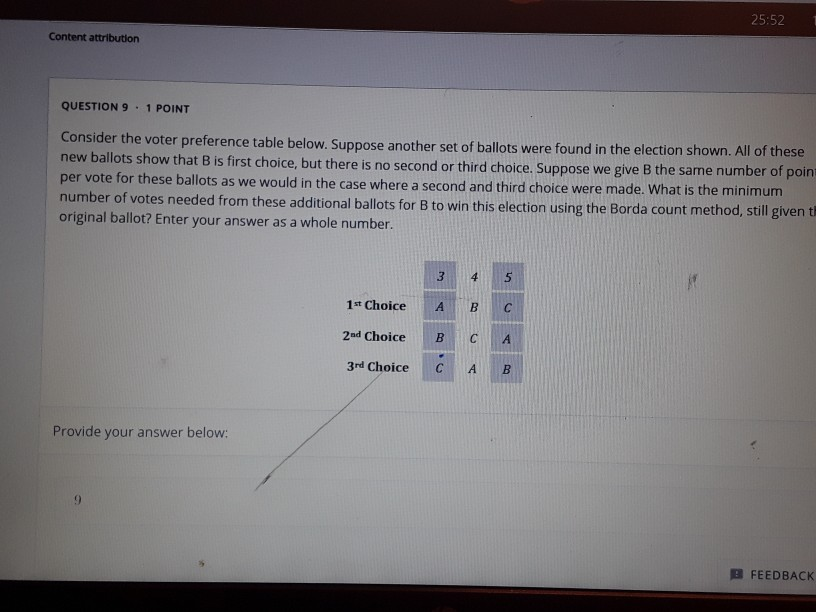 Solved 25:52 Content attribution QUESTION 9 . 1 POINT | Chegg.com