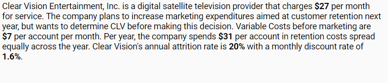 Solved Clear Vision Entertainment, Inc. is a digital | Chegg.com