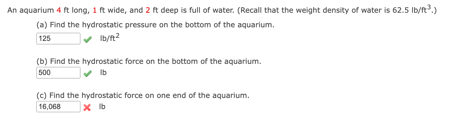Solved An aquarium 4ft long, 1ft wide, and 2ft deep is full | Chegg.com