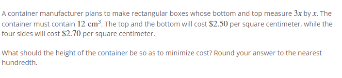Solved A container manufacturer plans to make rectangular | Chegg.com