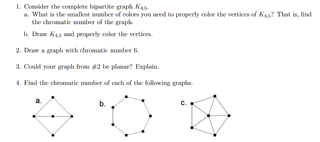 Solved 1. Consider the complete bipartite graph K4,5 a. What | Chegg.com Solved 1. Consider the complete bipartite graph K4,5 a. What | Chegg.com