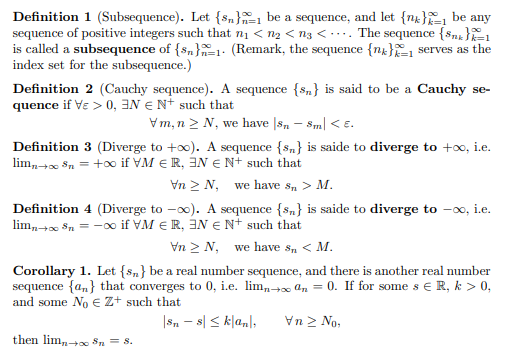 Solved Definition 1 (Subsequence). Let {n}=1 be a sequence, | Chegg.com