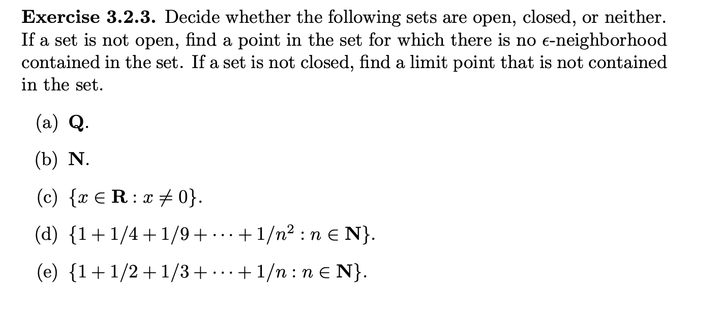 Solved Exercise 3.2.3. Decide whether the following sets are | Chegg.com