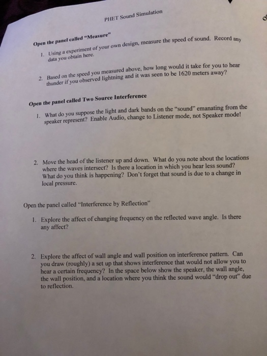 Solved PHET Sound Simulation Purpose - To explore sound (a | Chegg.com