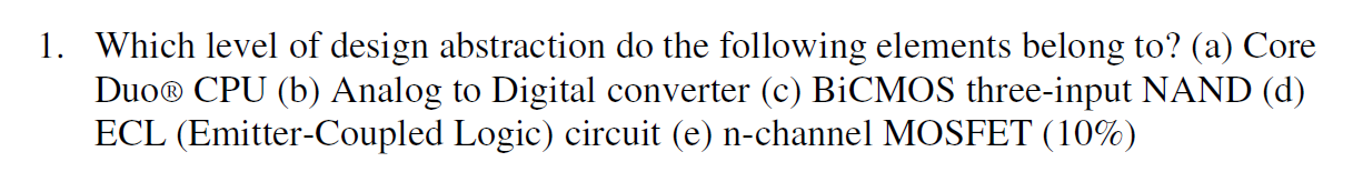 Solved Which level of design abstraction do the following | Chegg.com