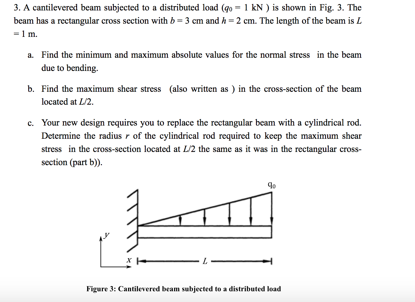 Solved 3. A cantilevered beam subjected to a distributed | Chegg.com