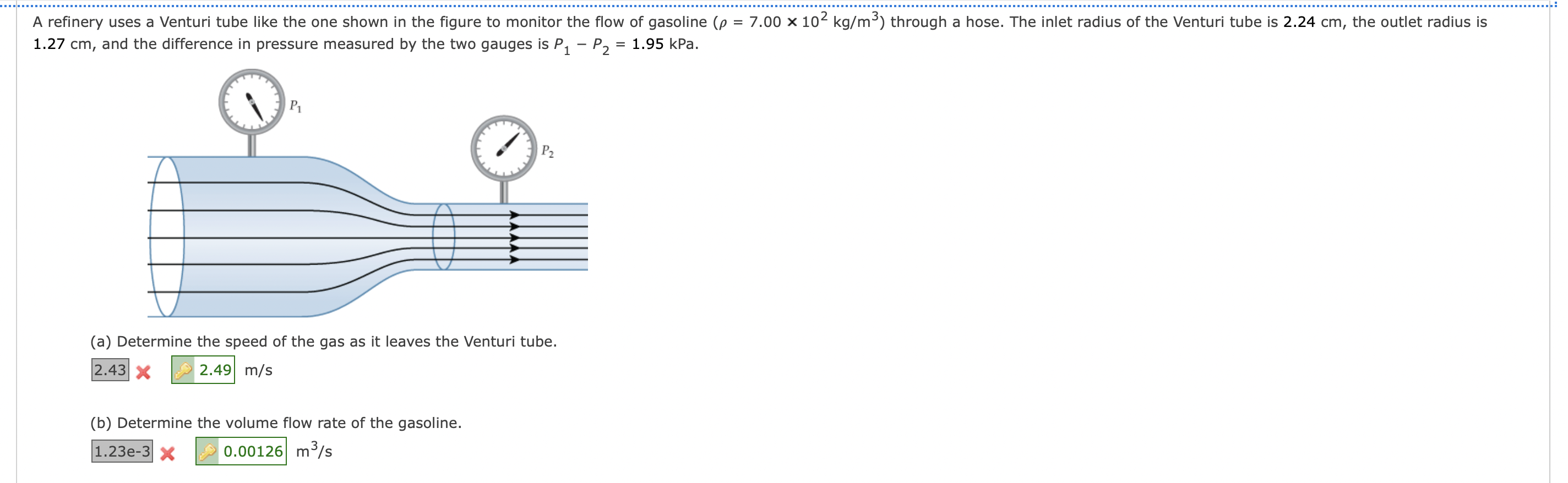 Solved (a) speed of flow at paint 1 m/s (b) speed of flow at | Chegg.com