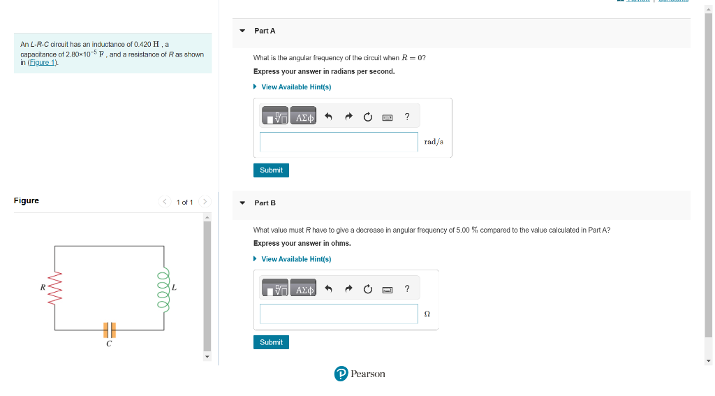 An L-R-C circuit has an inductance of 0.420H, a | Chegg.com