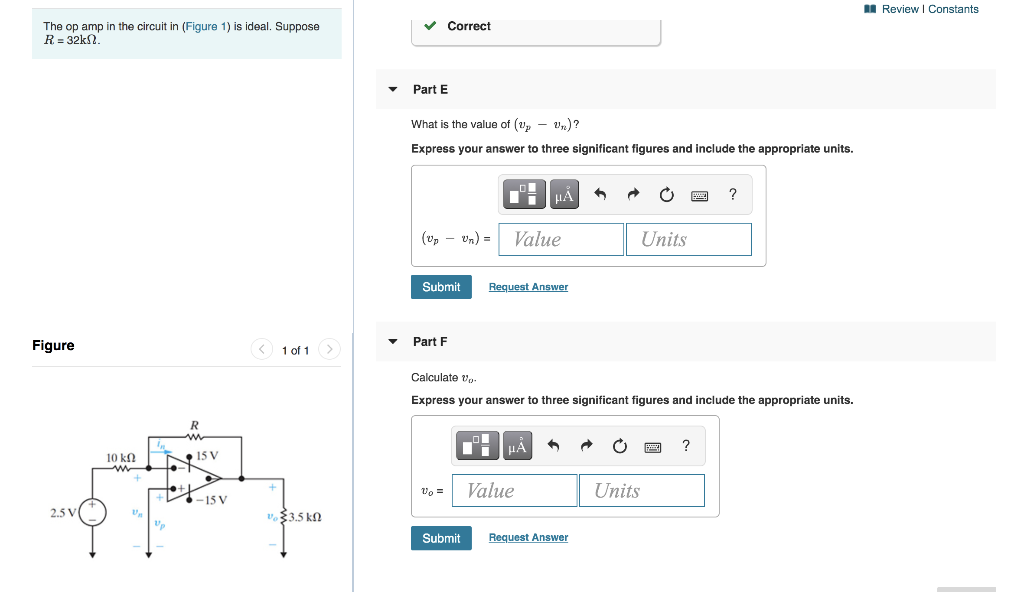 Solved A Review Constants Correct The op amp in the circuit | Chegg.com