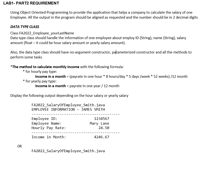 Using Object Oriented Programming to provide the | Chegg.com