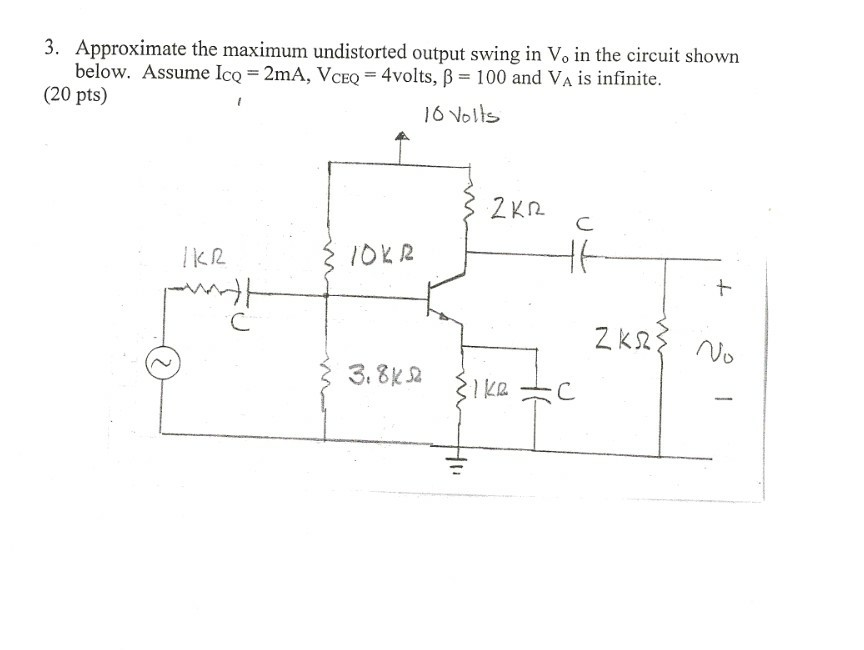 Solved Approximate the maximum undistorted output swing in | Chegg.com