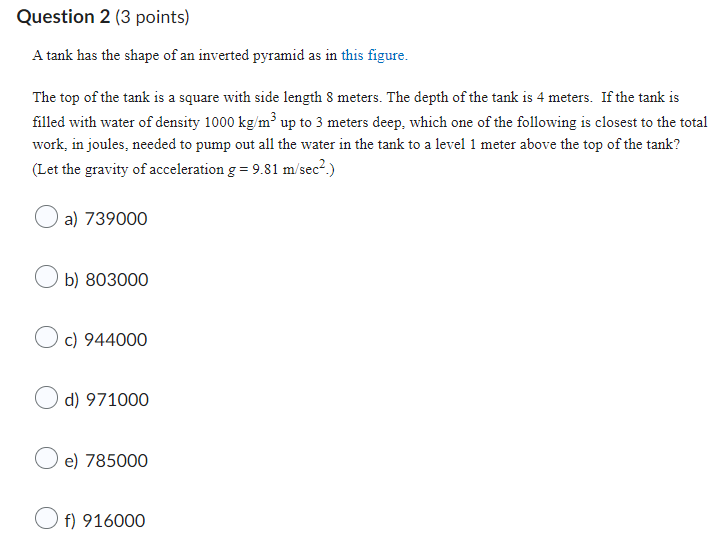 Solved A tank has the shape of an inverted pyramid as in | Chegg.com