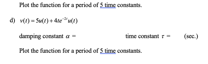 Solved Plot the function for a period of 5 time constants. | Chegg.com