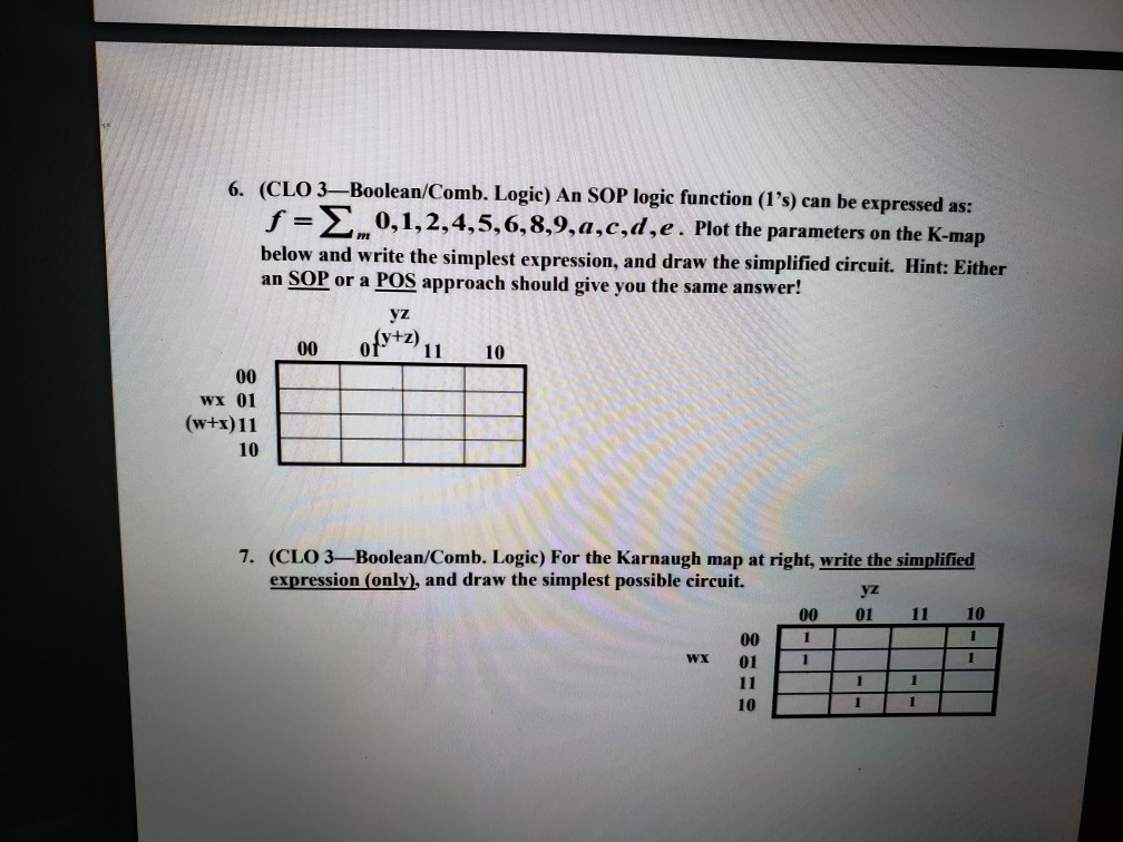 Solved 6. (CLO 3—Boolean/Comb. Logic) An SOP logic function | Chegg.com