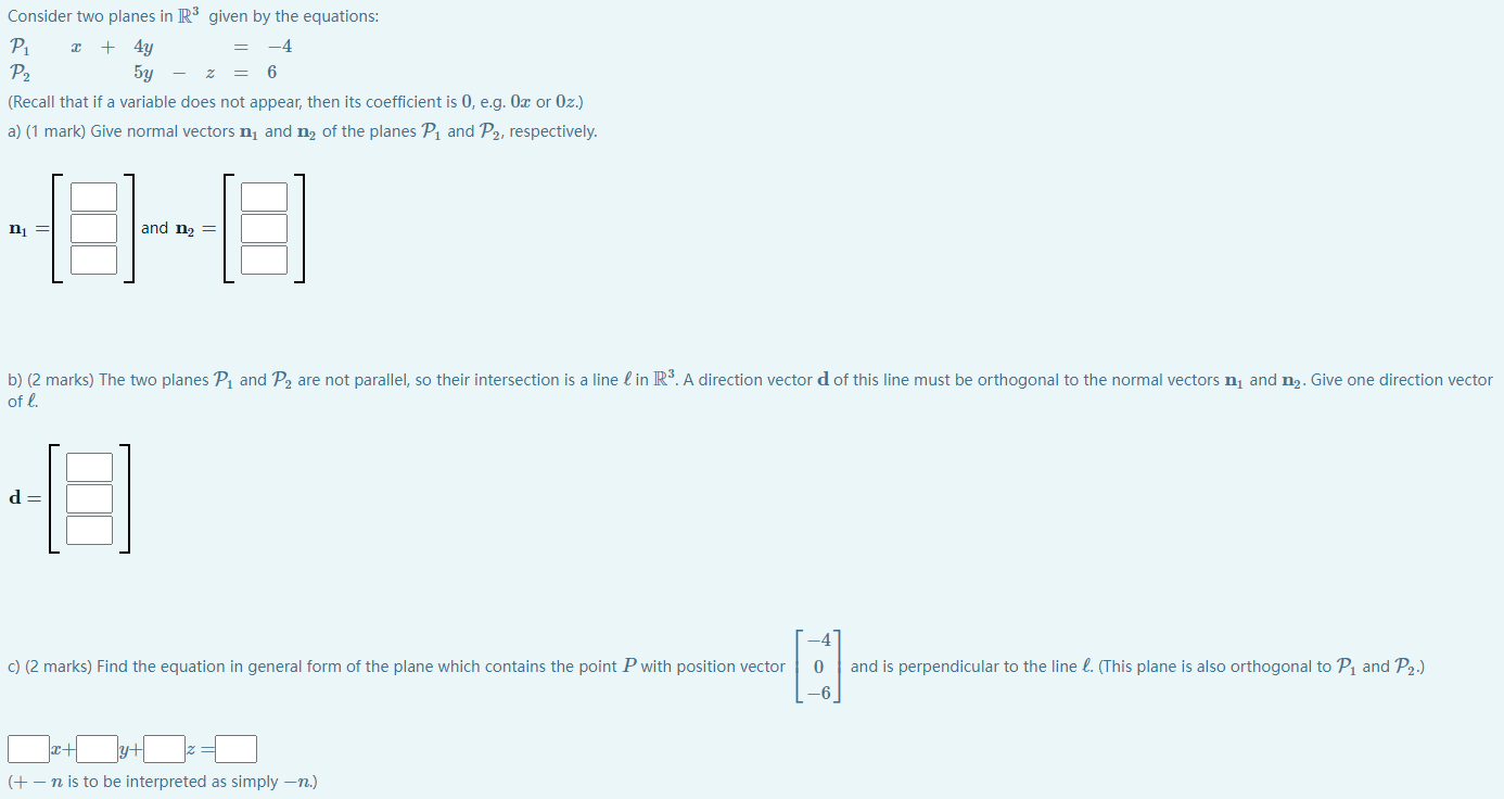 Solved Consider two planes in R3 given by the equations: | Chegg.com