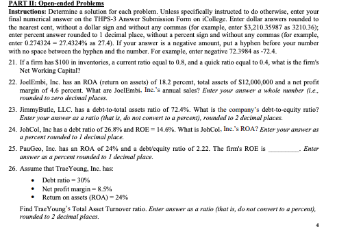 PART II: Open-ended Problems Instructions: Determine | Chegg.com