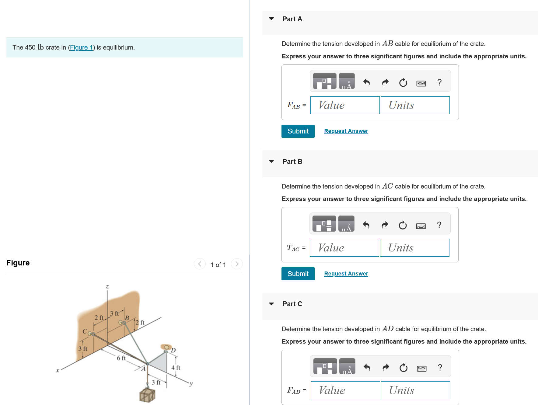Solved Part AThe 450 -lb crate in (Figure 1) ﻿is | Chegg.com