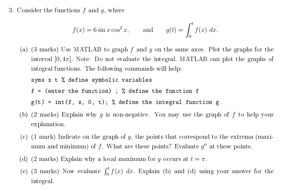 Solved 3. Consider the functions f and g, where f(x) = 6 sin | Chegg.com