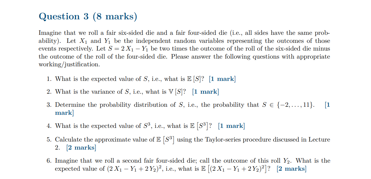Solved Imagine that we roll a fair six-sided die and a fair | Chegg.com