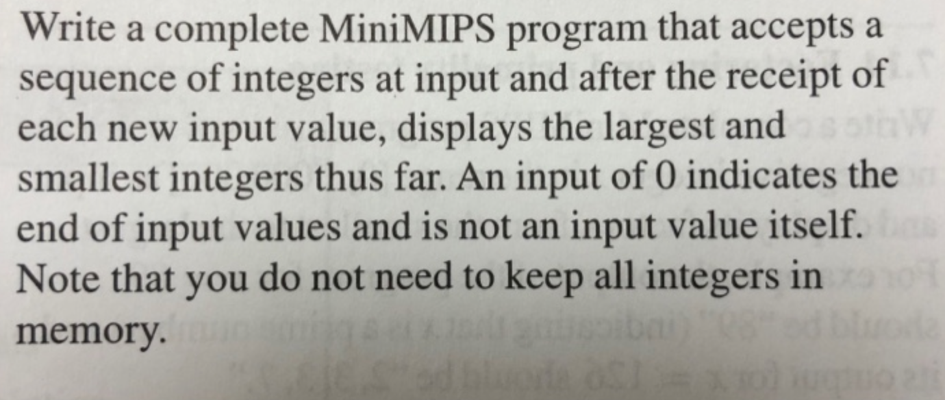 Solved Write a complete MiniMIPS program that accepts a | Chegg.com