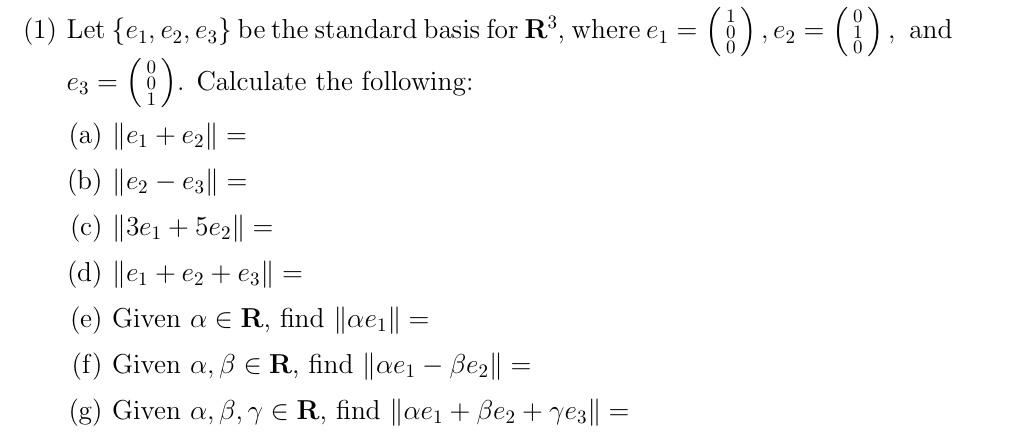 Solved 1 Let {e1 E2 E3} Be The Standard Basis For R3