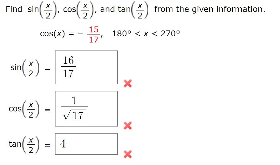Solved Find sin sin(), cos(ſ), and tan($) from the given | Chegg.com