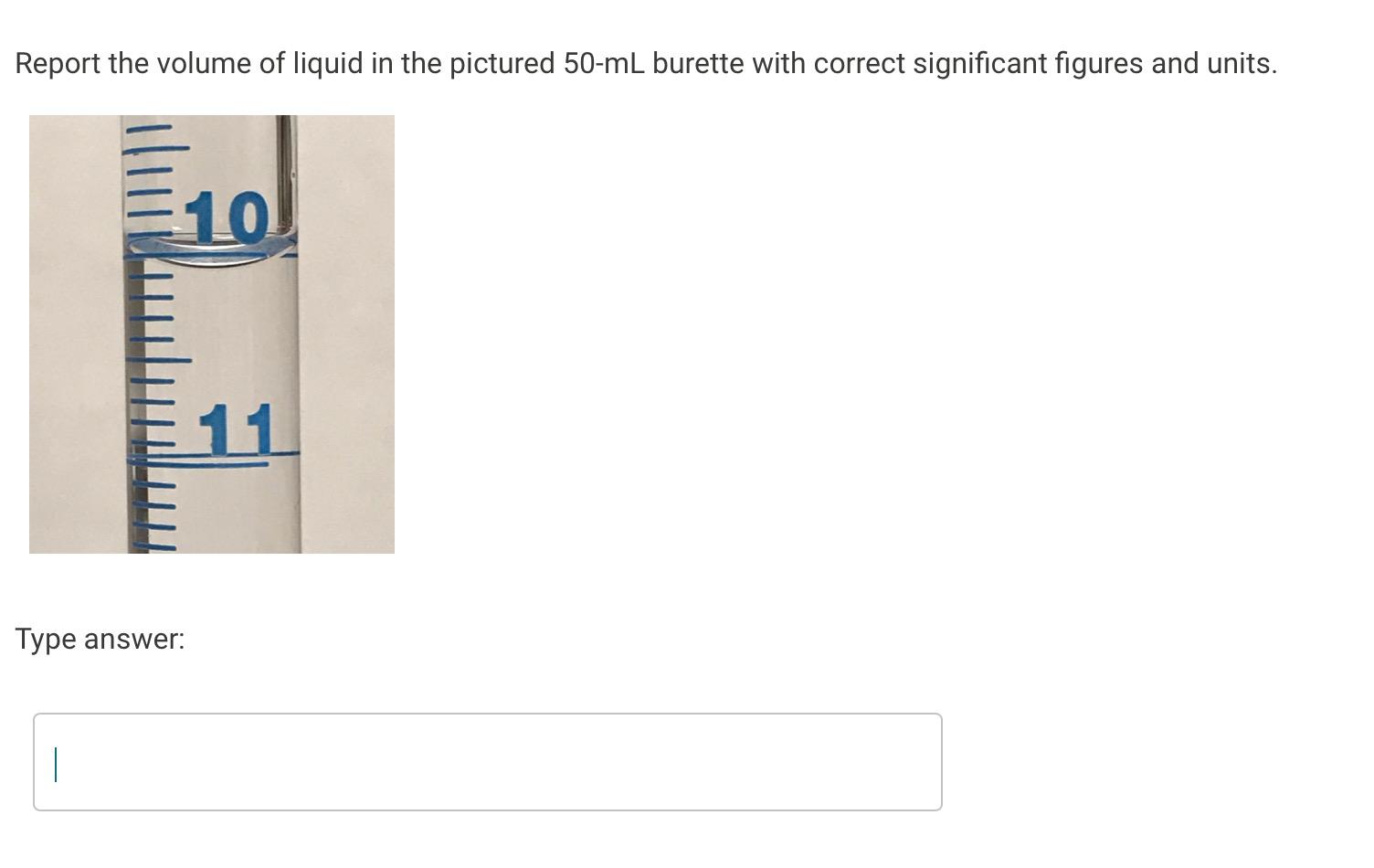 Solved Report the volume of liquid in the pictured 50-mL | Chegg.com