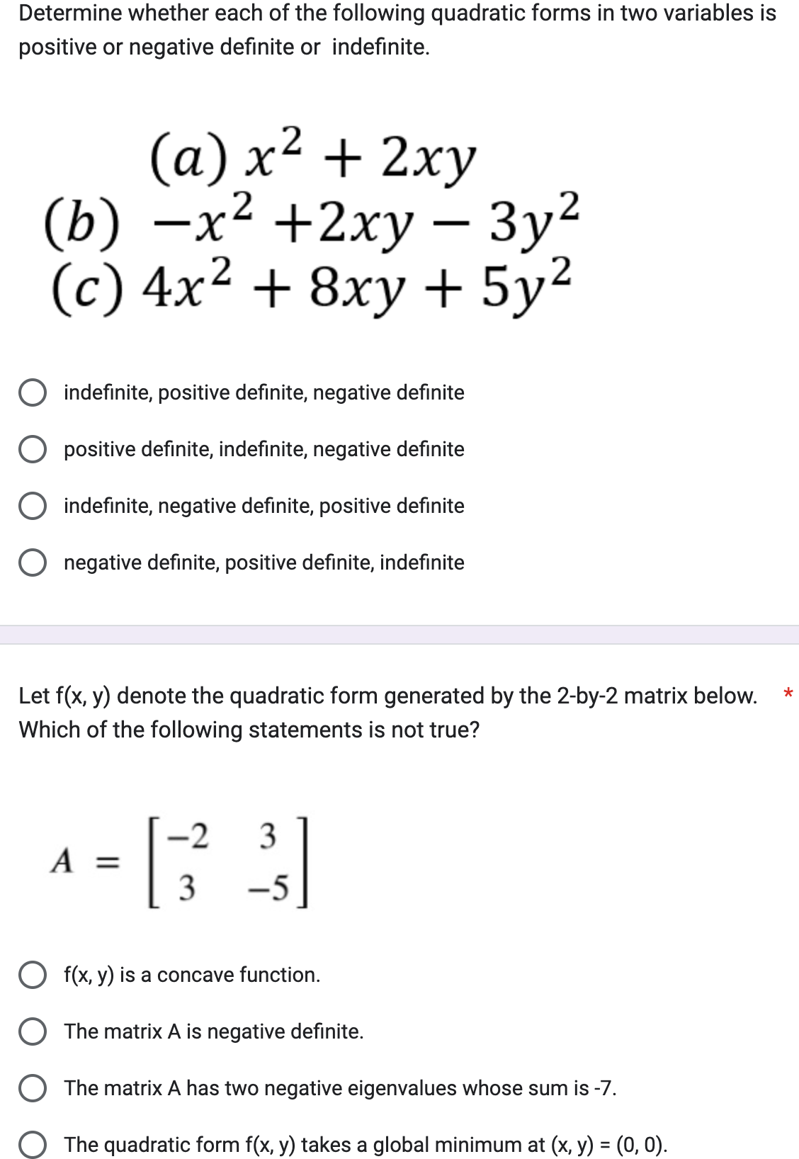 Solved Determine whether each of the following quadratic | Chegg.com
