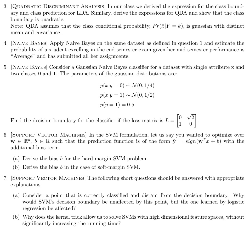 Solved [Quadratic Discriminant Analysis] ﻿In our class we | Chegg.com