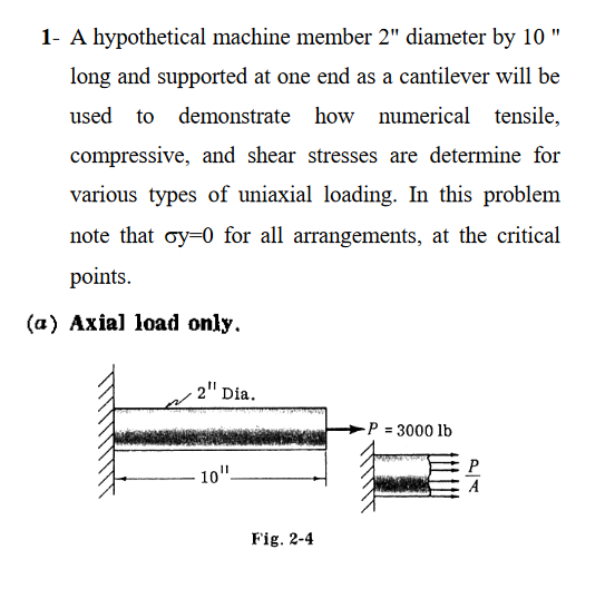Solved 1- A hypothetical machine member 2" diameter by 10" | Chegg.com