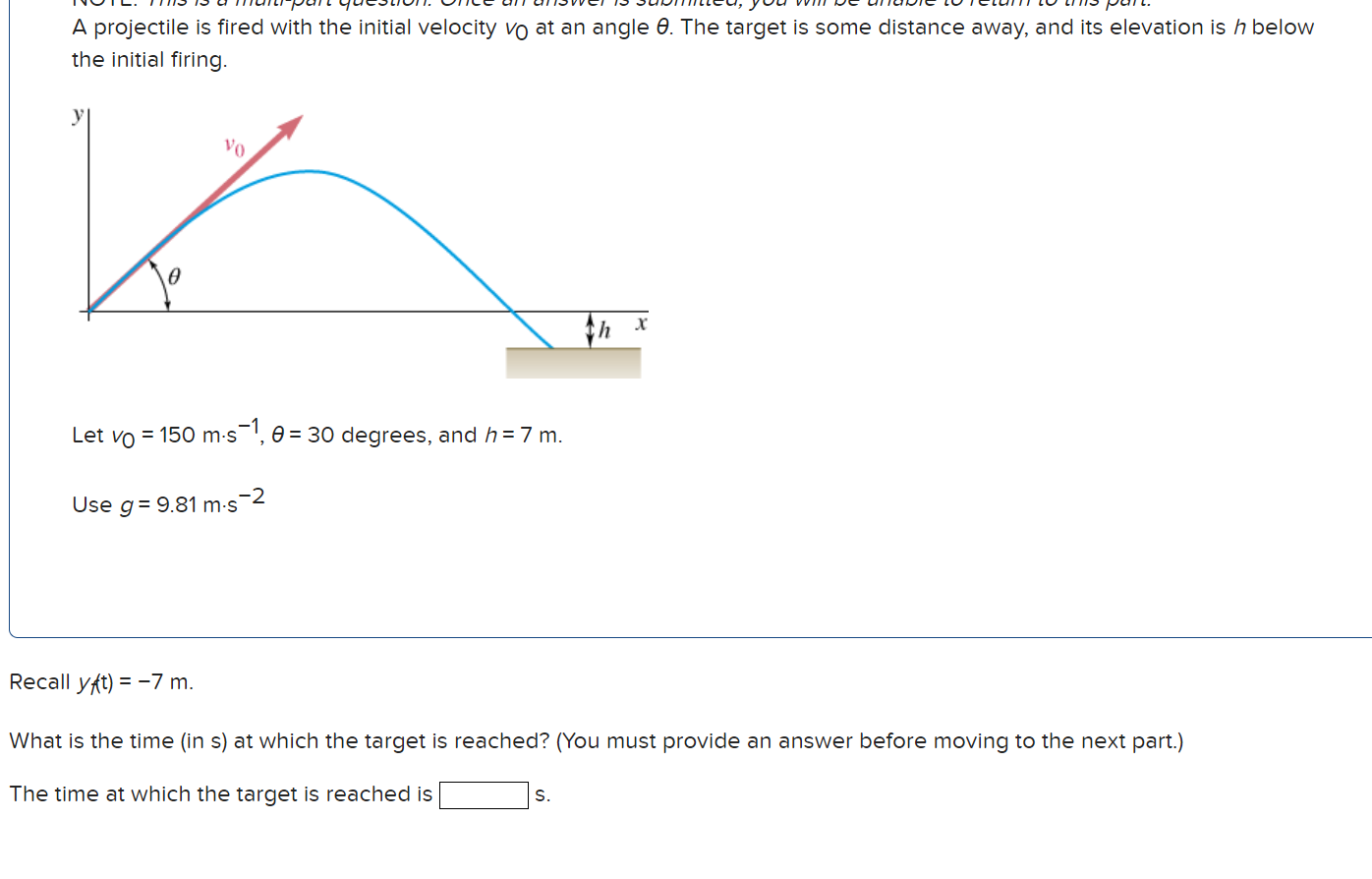Solved A projectile is fired with the initial velocity v0 at | Chegg.com
