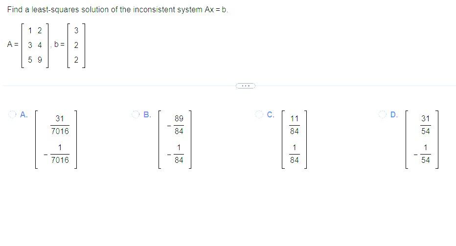 Solved Find a least-squares solution of the inconsistent | Chegg.com