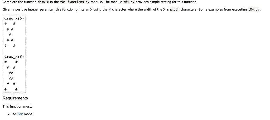 Solved Complete the function draw_ x in the t04_functions.py | Chegg.com