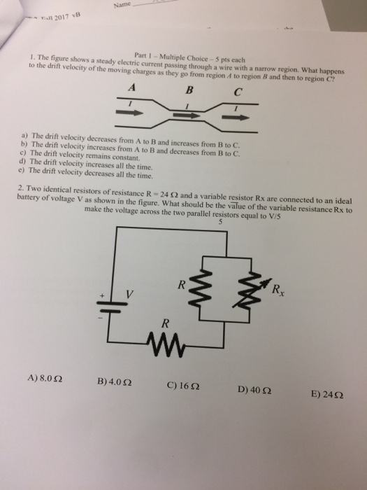Solved Name 2017 vB Part 1 -Multiple Choice- 5 pts each 1. | Chegg.com