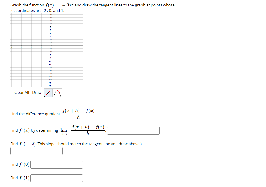Solved Graph the function f(x)=-3x2 ﻿and draw the tangent | Chegg.com