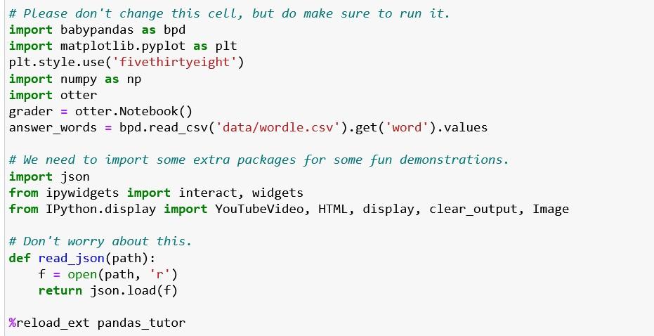 Solved # Please don't change this cell, but do make sure to | Chegg.com