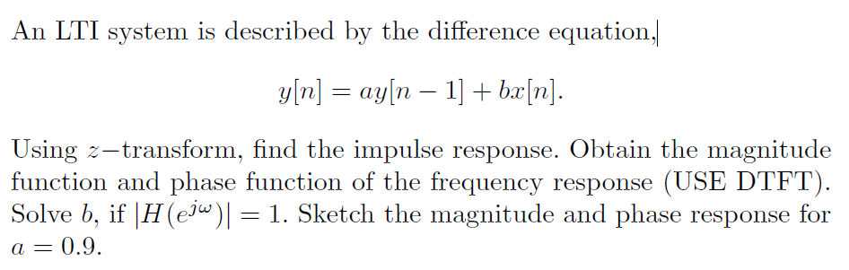 Solved An LTI system is described by the difference | Chegg.com