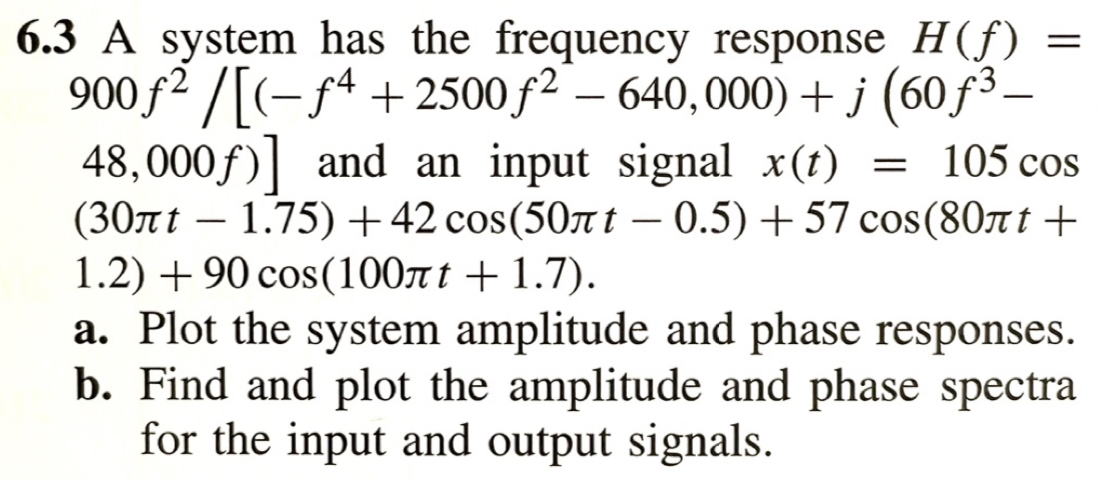 Solved 6.3 ﻿A system has the frequency response H(f)=48,000f | Chegg.com