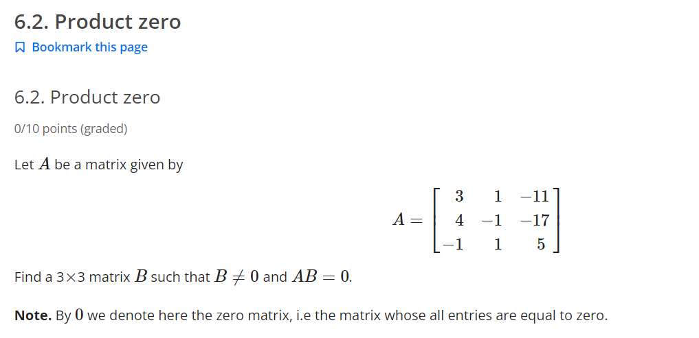 Solved 6.2. Product zero ๑ Bookmark this page 6.2. Product | Chegg.com